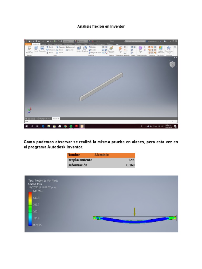 Análisis Flexión en Inventor | PDF