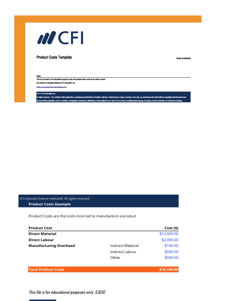 Product Costs Template | PDF