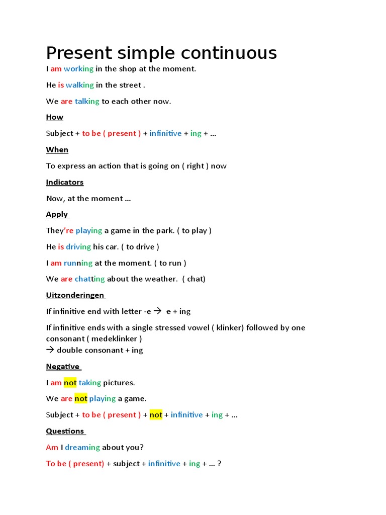 Present Simple Continuous | PDF