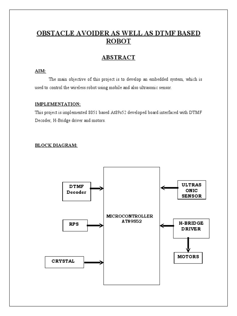 Obstacle Avoider As Well As DTMF Based Robot: Microcontroller AT89S52 | Download Free PDF ...