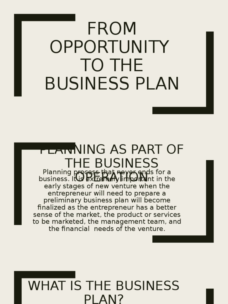 3 From-Opportunity-To-The-Business-Plan | PDF | Entrepreneurship | Business