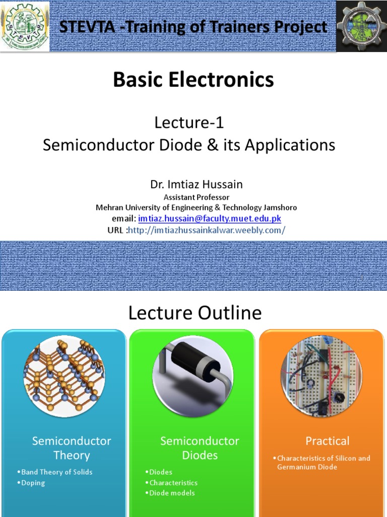 Basic Electronics: STEVTA - Training of Trainers Project | PDF | Semiconductors | Doping ...