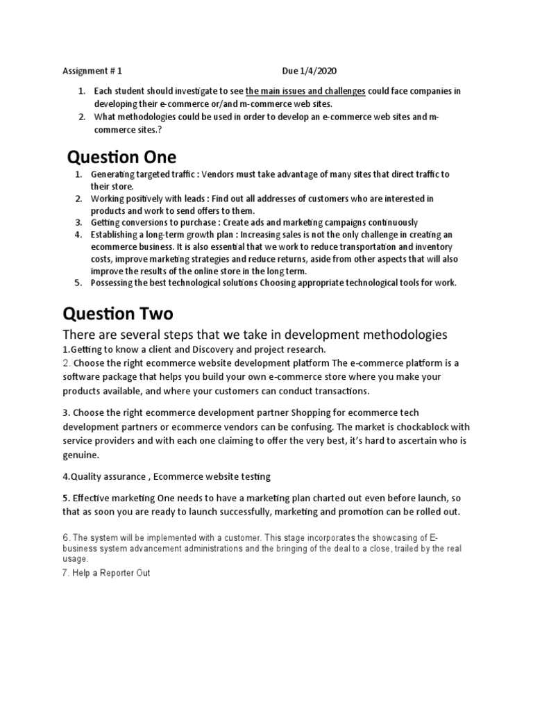 Question One: There Are Several Steps That We Take in Development ...