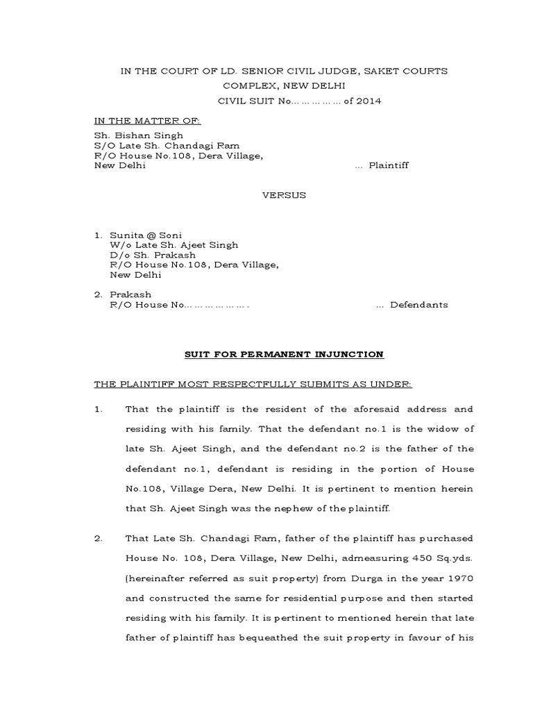 Permanent Injunction Bishan | PDF | Affidavit | Lawsuit