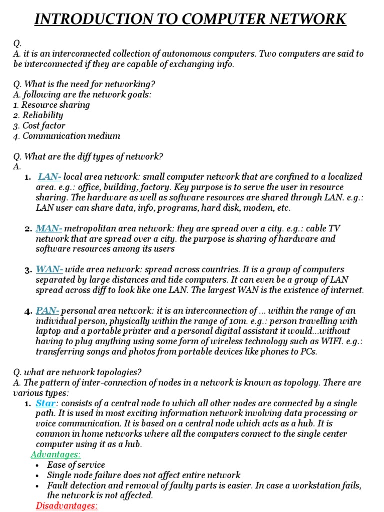 Introduction To Computer Network: Disadvantages | PDF | Network ...