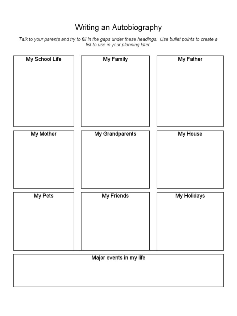 Writing An Autobiography Fun Activities Games 8597 | PDF
