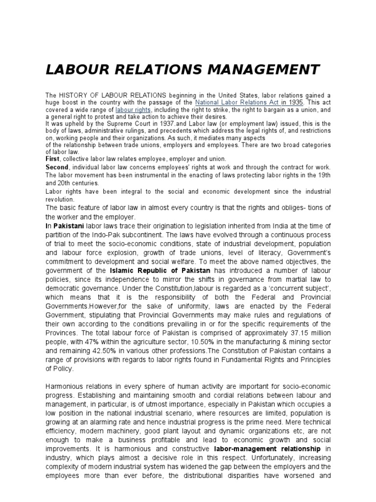 Evolution of Labor Relations Laws | PDF | Trade Union | Employment
