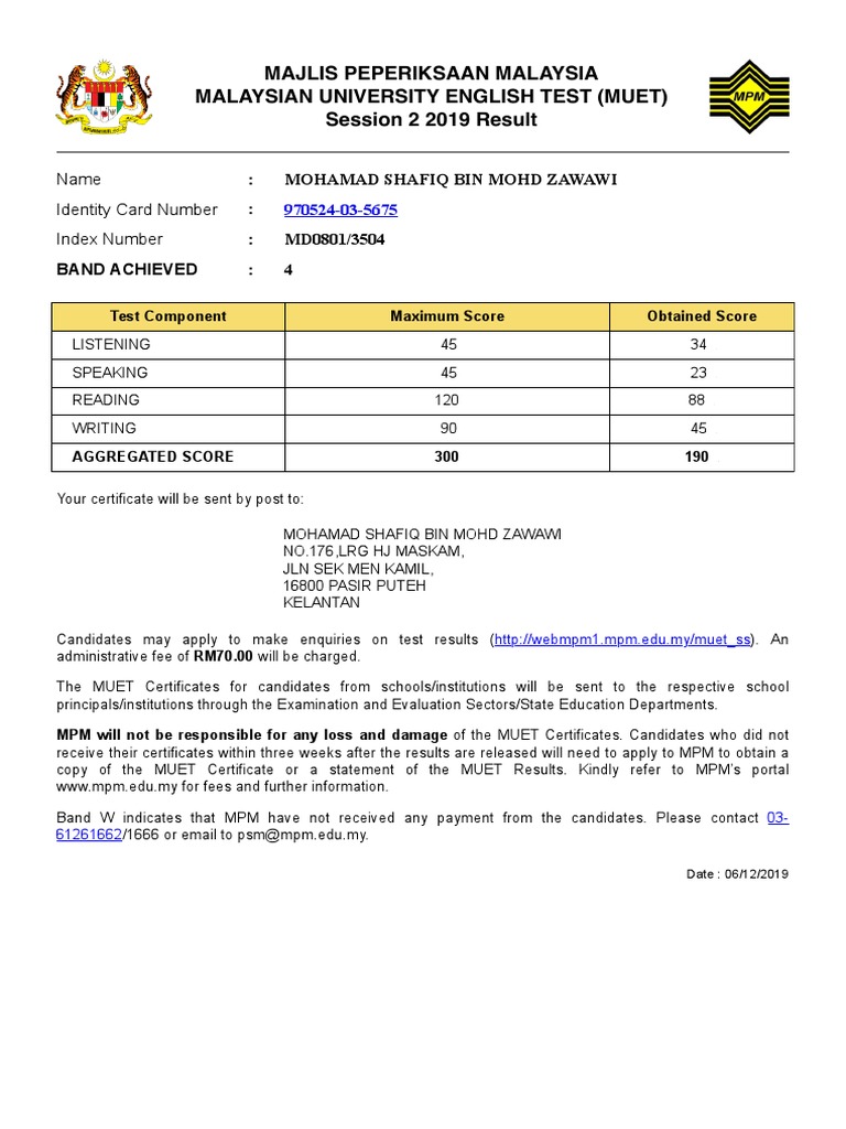 Majlis Peperiksaan Malaysia Malaysian University English Test (Muet ...