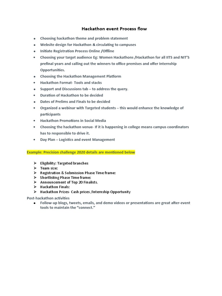Hackathon Event General Process Flow | PDF