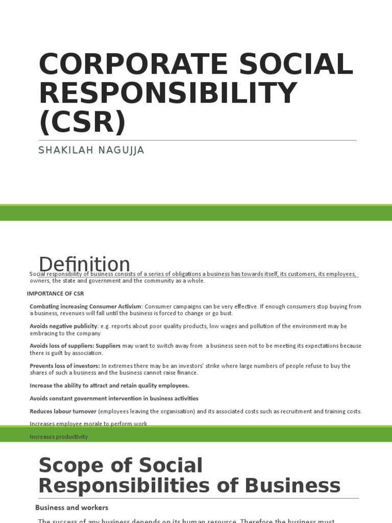 Corporate Social Responsibility (CSR) | PDF | Corporate Social ...
