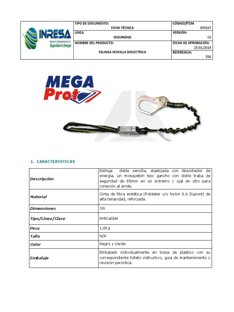Ficha de Eslinga Sencilla Dielectrica | PDF | Materiales | Productos quimicos