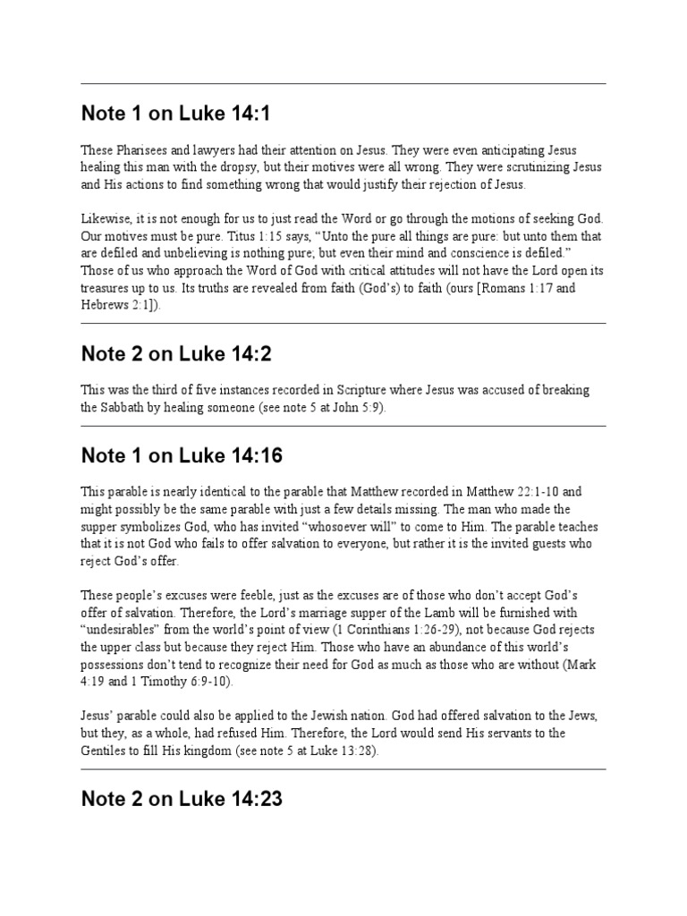 Chapter 14 | PDF | Disciple (Christianity) | Gospel Of Luke