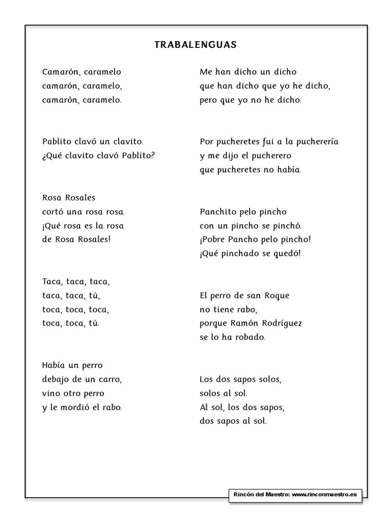 Trabalenguas PDF | PDF