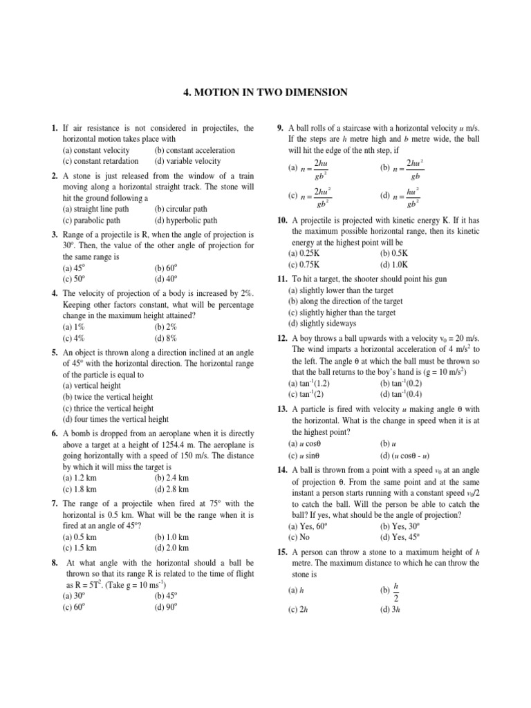 04 - Motion in Two Dimension | PDF | Space | Mechanical Engineering