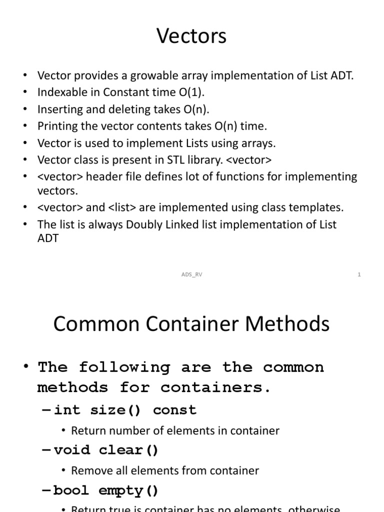 Vectors Adt | PDF | Array Data Structure | Constructor (Object Oriented ...