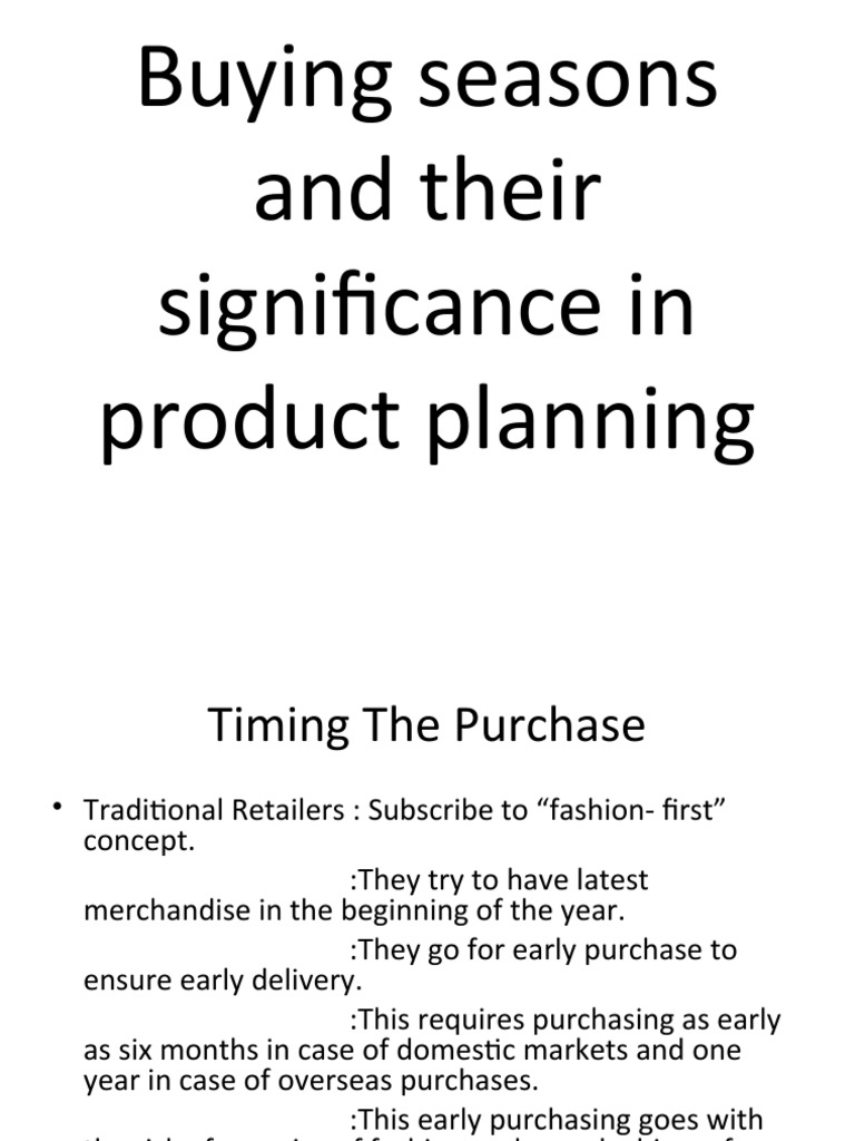 Buying Seasons and Their Significance in Product Planning | PDF ...