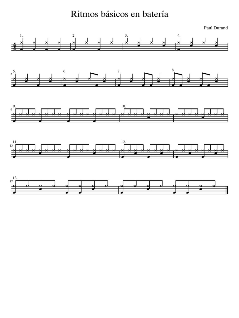 Ritmos Básicos de Batería | PDF