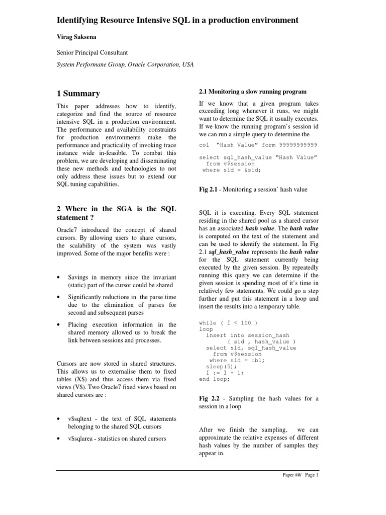 Saksena-Identifying Resource Intensive SQL | PDF | Database Index | Sql