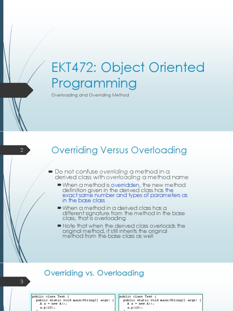Overloading and Overriding Method | PDF | Method (Computer Programming) | Inheritance (Object ...