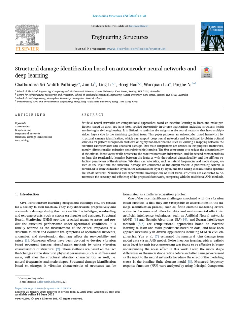 Structural Damage Identification Based On Autoencoder Neural Networks ...