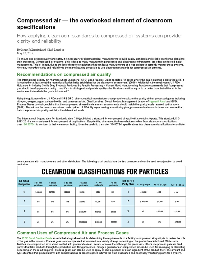 Compressed Air - The Overlooked Element of Cleanroom Specifications ...