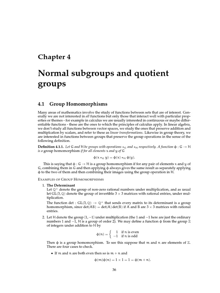 Normal Subgroups and Quotient Groups: 4.1 Group Homomorphisms | Download Free PDF | Group ...