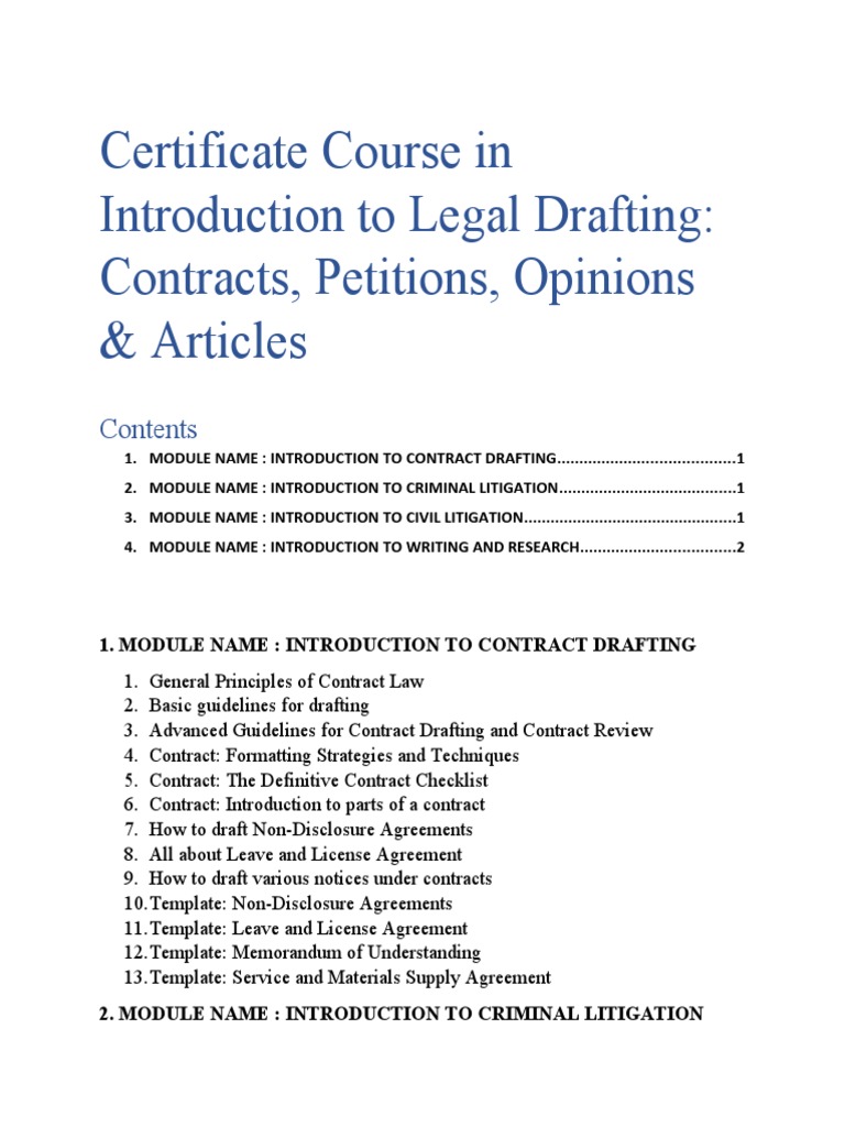 Free Legal Drafting Course Overview | PDF | Lawsuit | Complaint