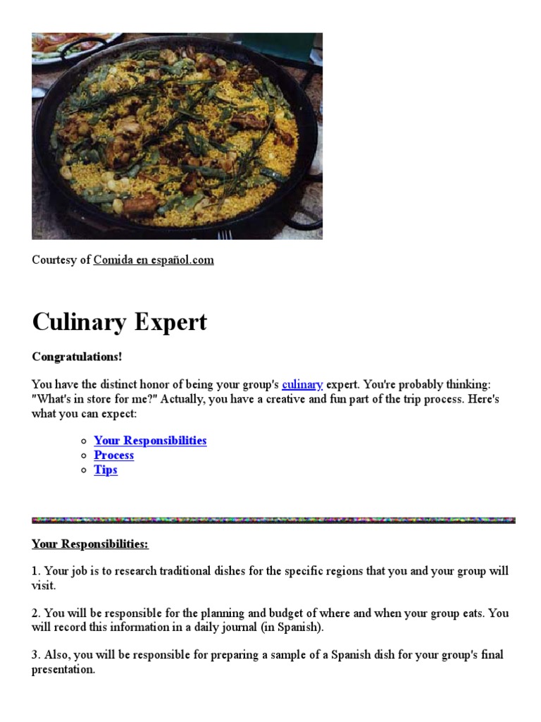 Culinary Expert | PDF | Lunch | Foods
