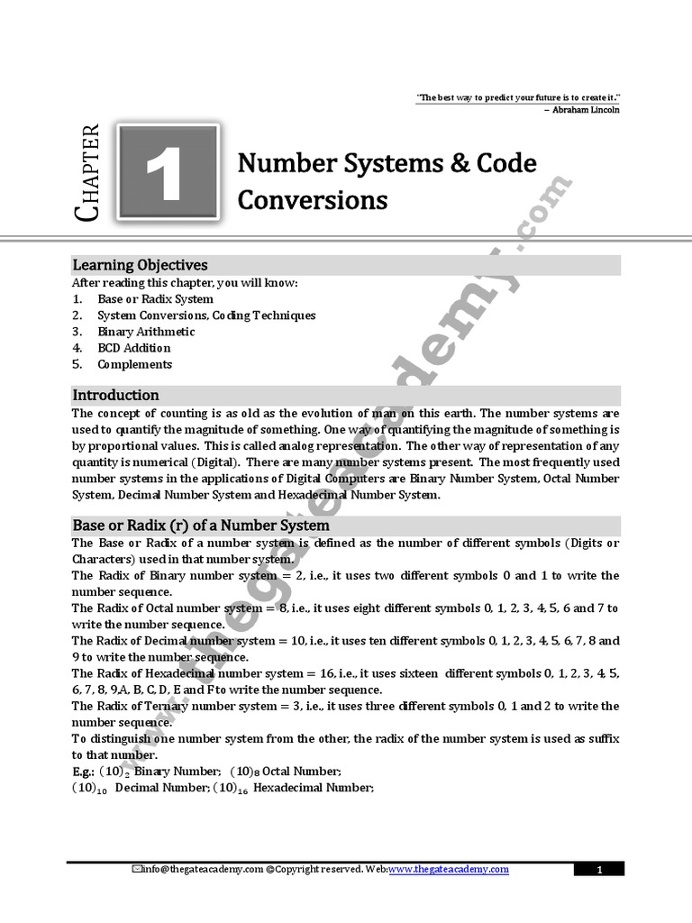 Number Systems & Code Conversions: Learning Objectives | PDF ...