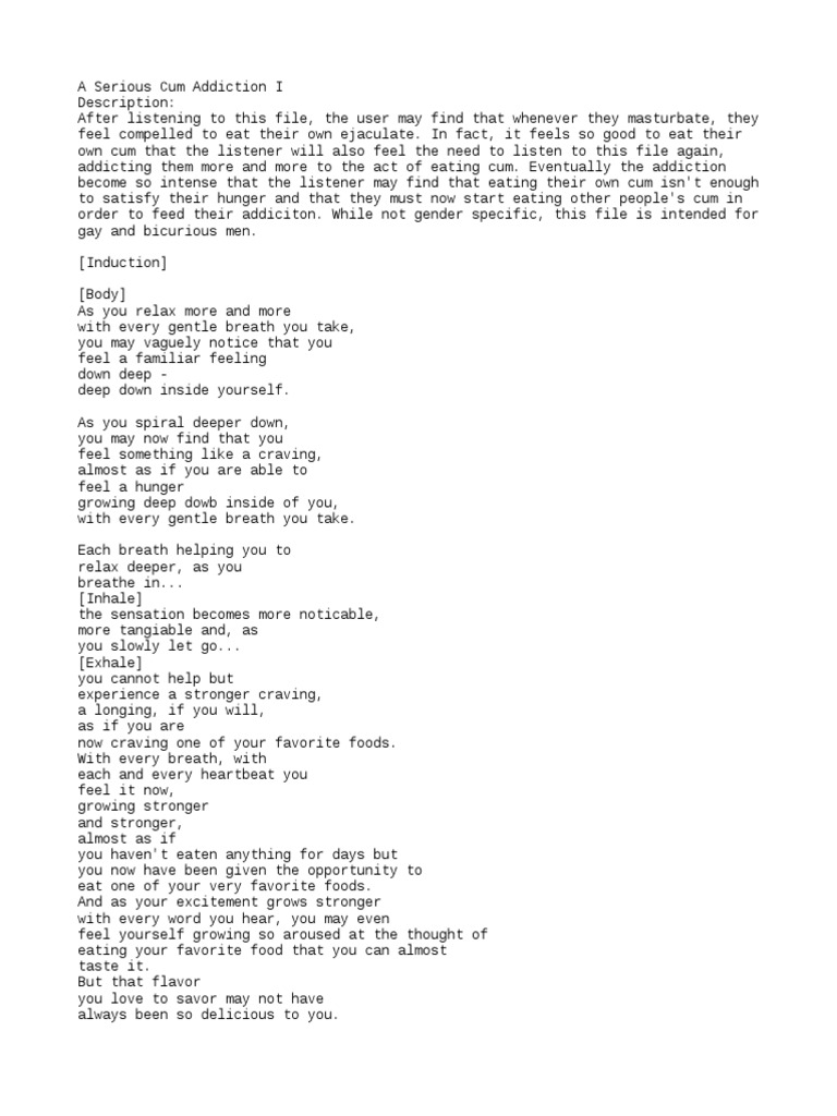 A Serious Cum Addiction I Script Only Script Pdf Masturbation Ejaculation 