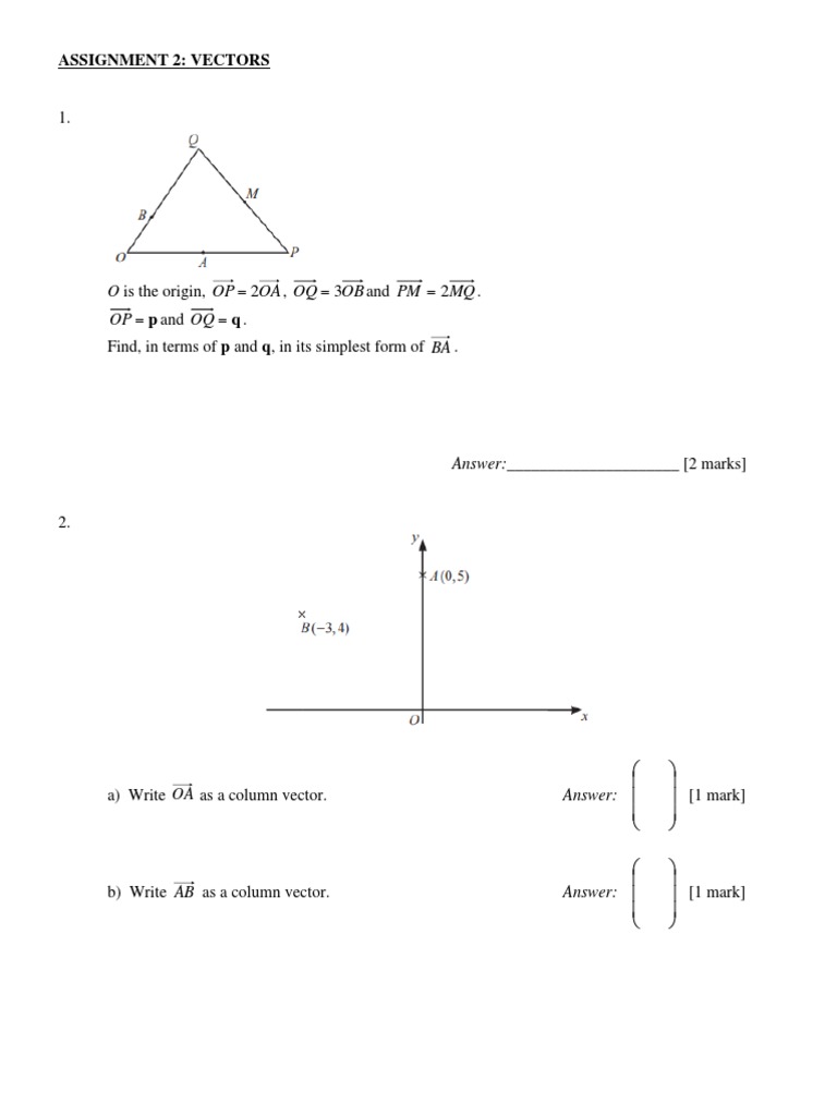 Basic Question Vectors Past Year | PDF