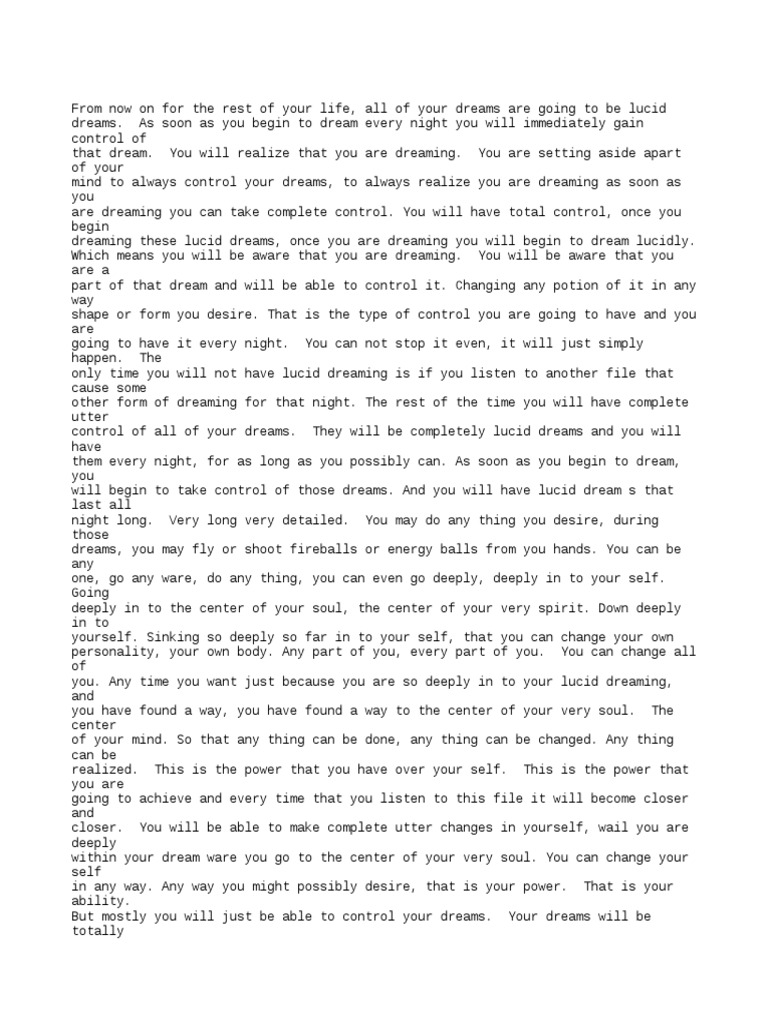 Curse Lucid Dreams (Script) | PDF | Lucid Dream | Dream