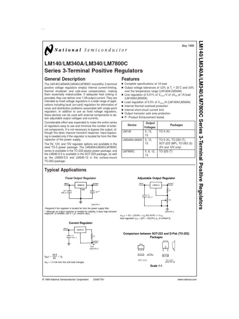 LM140/LM340A/LM340/LM7800C Series 3-Terminal Positive Regulators | PDF ...