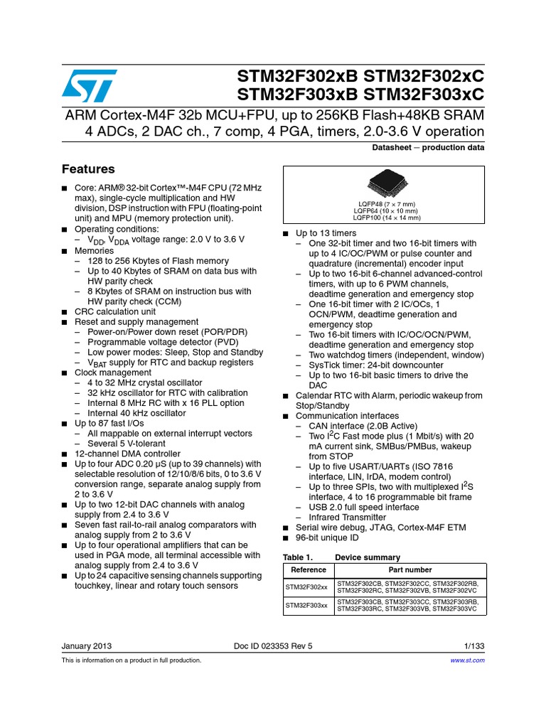 STM32F303 PDF | PDF | Power Supply | Analog To Digital Converter