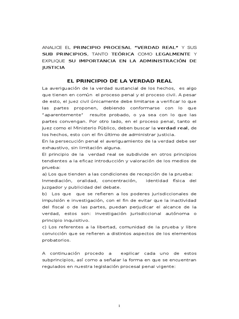 Principio de Verdad Real | PDF | Evidencia (ley) | Ley procesal