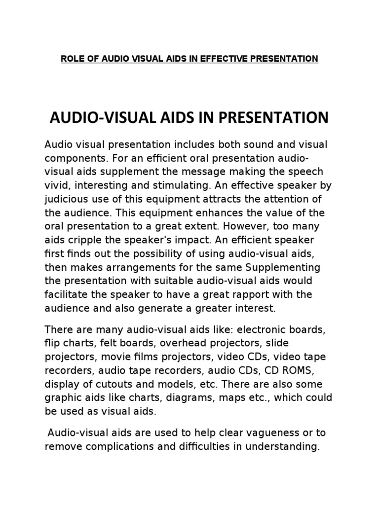 Importance of Audio-Visual Aids in Presentations | PDF | Semiotics ...