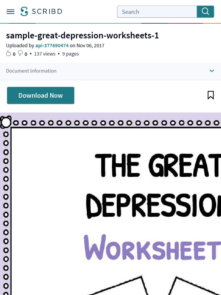 Sample-Great-Depression-Worksheets-1 - Wall Street Crash of 1929 ...