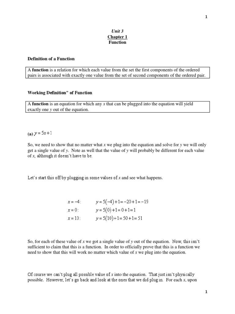 Unit 3 Chapter 1 (Function) PDF | PDF | Function (Mathematics ...