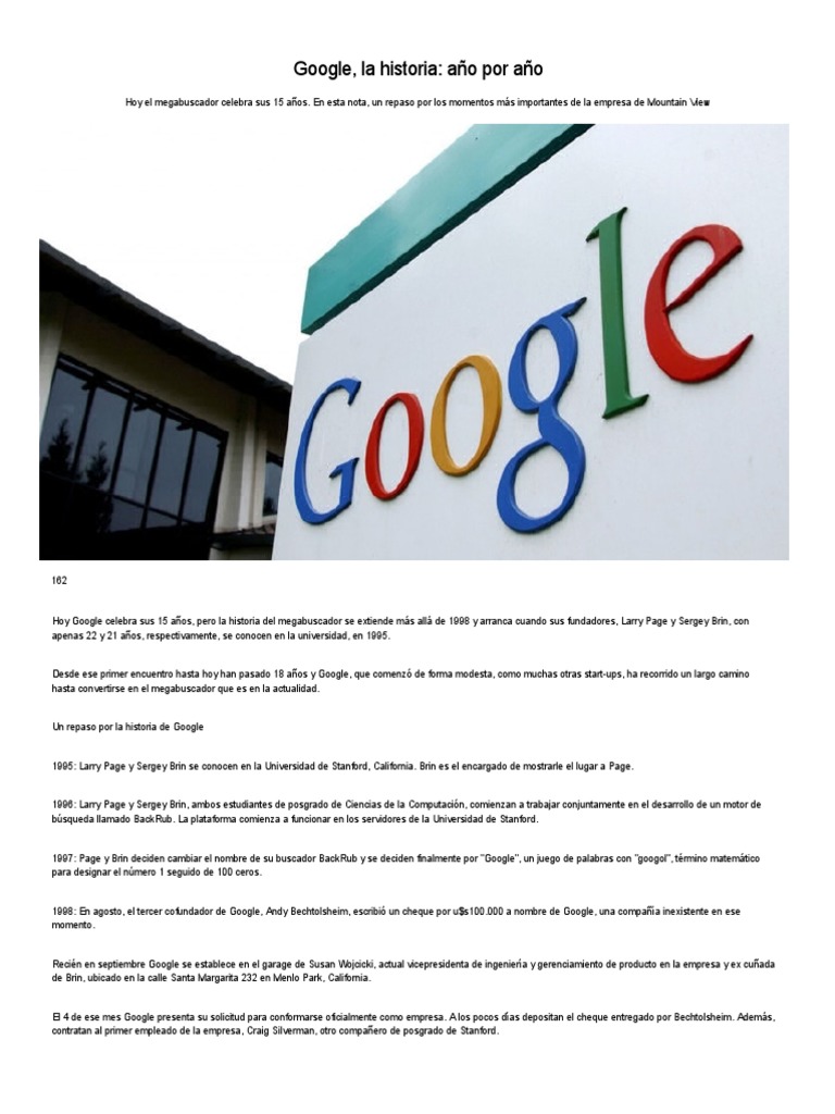 La Historia de Google Año Por Año | PDF | Gmail | Android (sistema ...