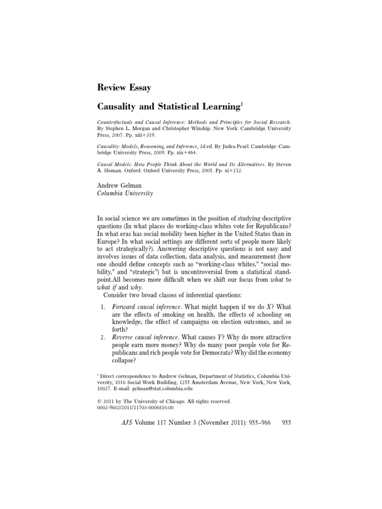 Causality and Statistical Learning (Andrew Gelman) | PDF | Causality | Statistical Inference