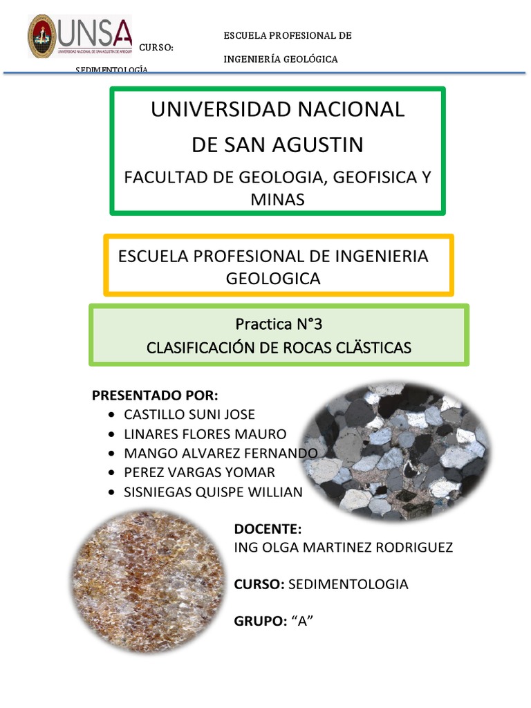 Practica N 03 - Clasificacion de Rocas Clasticas | PDF | Roca clástica ...