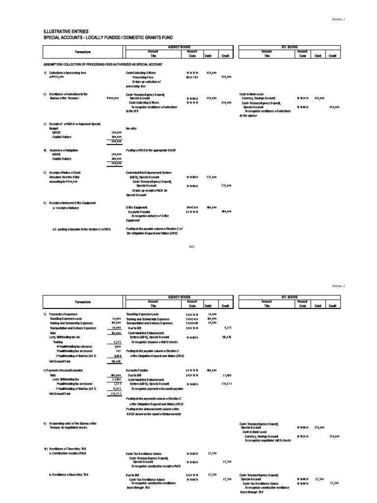 Annex J - Special Account - Domestic | PDF | Debits And Credits | Payments