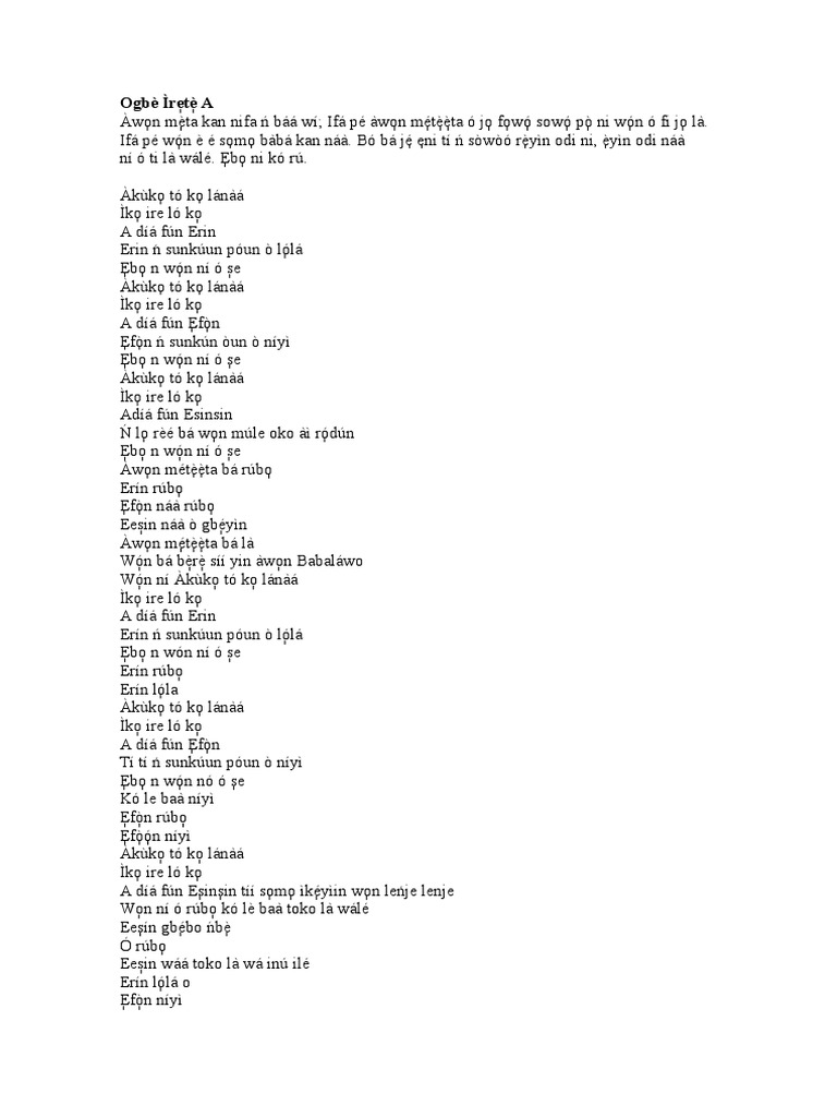 Ogbè Ìretè A-B | PDF | Religión y creencia