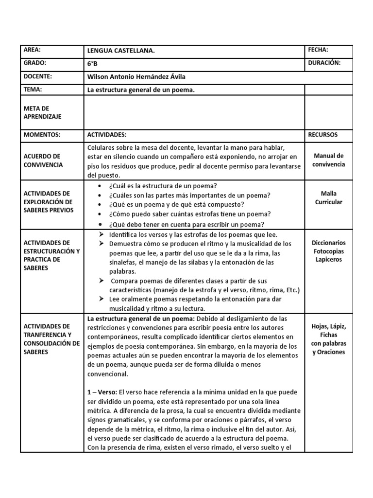 La Estructura General de Un Poema | PDF | Metro (poesía) | Poesía