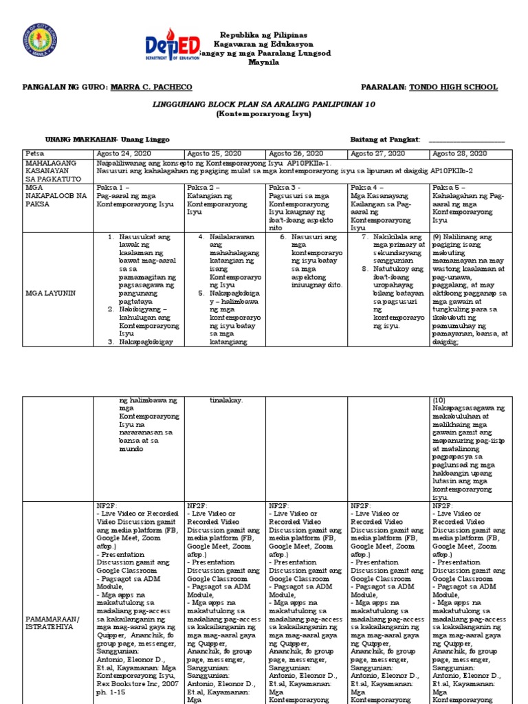 Block Plan Week 1 PDF