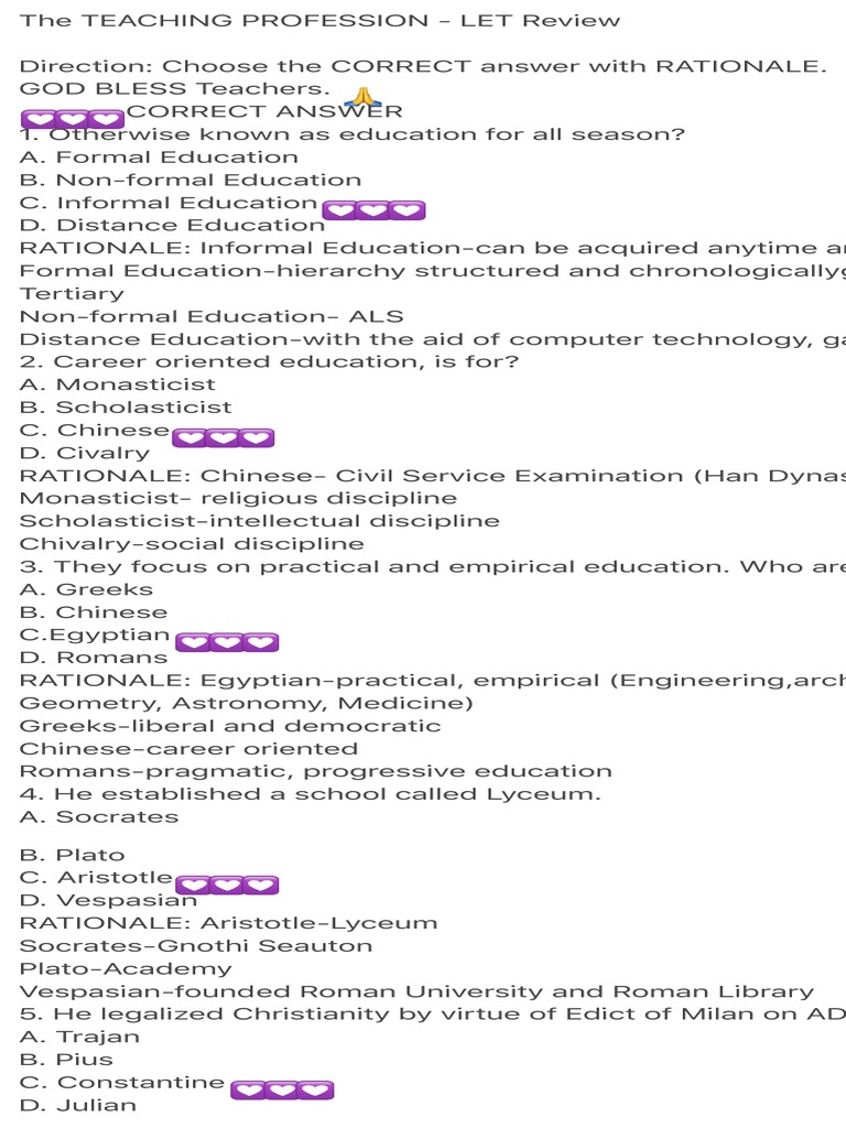 The TEACHING PROFESSION - LET Review | PDF | Curriculum | Behavior ...