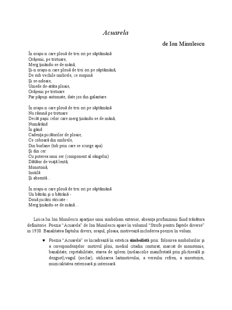 Acuarela de Ion Minulescu | PDF