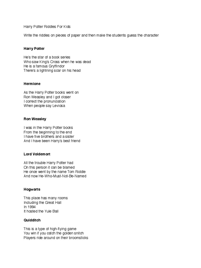 HP Riddles | PDF