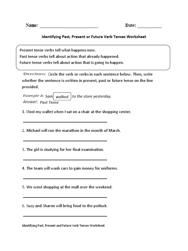 Identifying Past Present Future Verb Tenses 2 | PDF