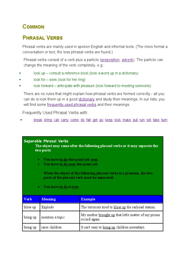 Common Phrasal Verbs | PDF | Verb | Semantic Units